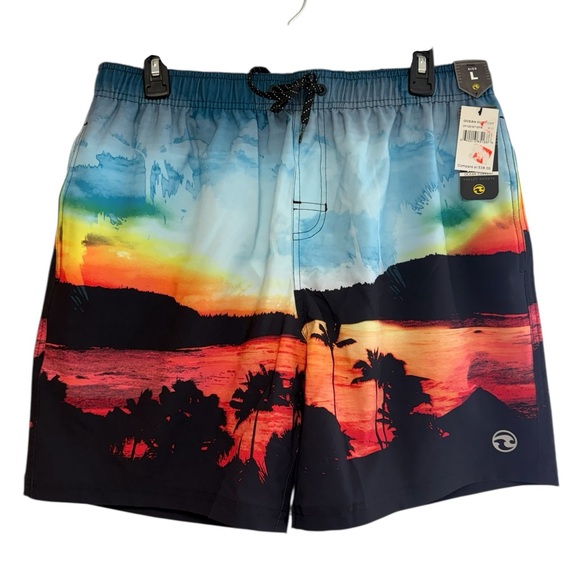 Ocean Current | Swim | Ocean Current Mens Swim Trunks With Sunset Print ...